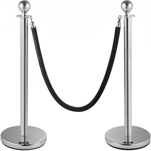 Silver Bollard with Black Rope – Adelaide Wedding Hire