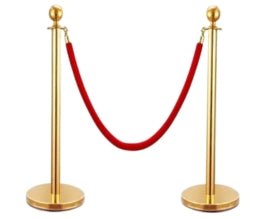 Gold Bollard With Red Rope (Set of 2) – Adelaide Wedding Hire