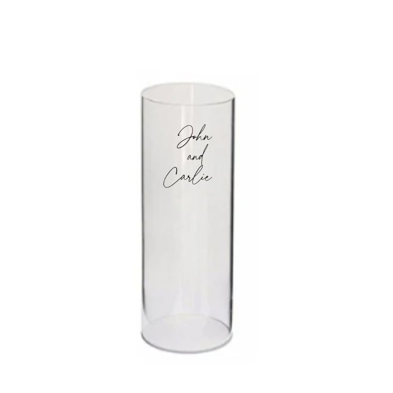 Personalised Clear Round Plinth – Adelaide Wedding Hire