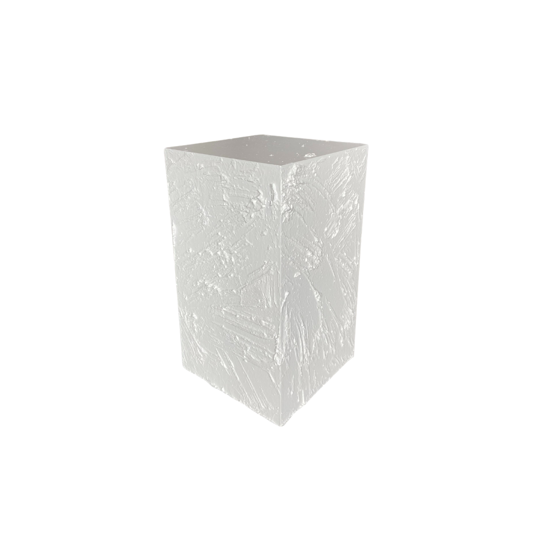 White Rectangular Textured Plinth 50cm – Adelaide Wedding Hire